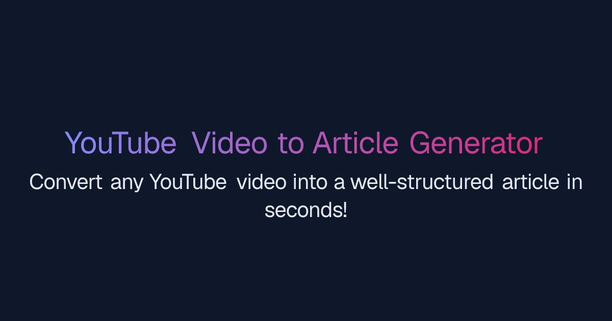 AI YouTube Video to Article Generator | Easy-Peasy.AI