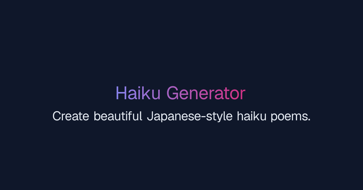 Free AI Haiku Generator | Easy-Peasy.AI