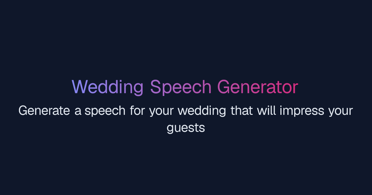 Free wedding speech generator | Beachweddingtips.com