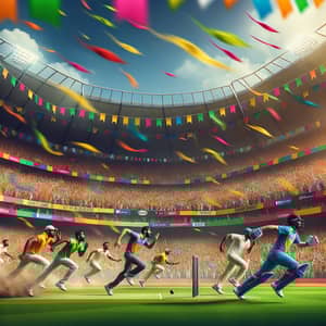 Exciting Cricket Match Scene with Diverse Players | AI Art Generator ...