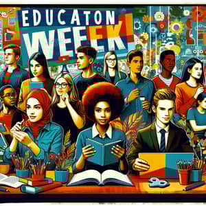 Dynamic Education Week Poster: Diverse Students in Action | AI Art ...
