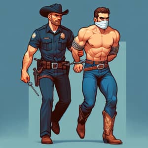 Muscular Cop Arrests Hunky Guy at the Gym | AI Art Generator | Easy ...