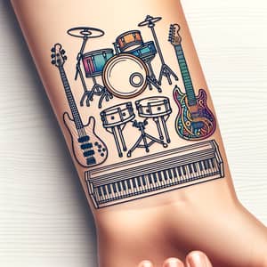 Elegant Line Tattoo: Musical Instruments Design | AI Art Generator ...