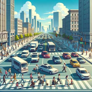 Traffic Congestion: Vibrant Urban Scene | AI Art Generator | Easy-Peasy.AI