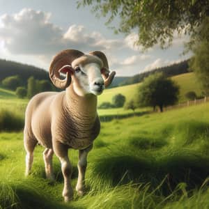 Majestic Ram in Vibrant Field | Wildlife Photography | AI Art Generator ...