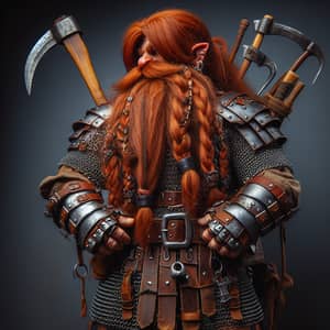 Dwarf in Chainmail Armor with Hand Axes and Pickaxe | AI Art Generator ...