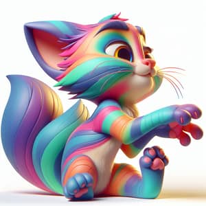 Smiling Rainbow Cat: 3D Feline in Vibrant Rainbow Colors | AI Art ...