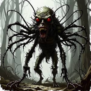 Dark Fantasy Spider-Like Humanoid with Four Eyes | AI Art Generator ...