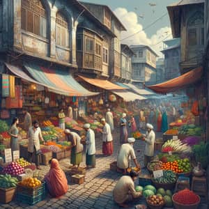 Bustling Farmers Market Scene | Fresh Produce & Local Vendors | AI Art ...