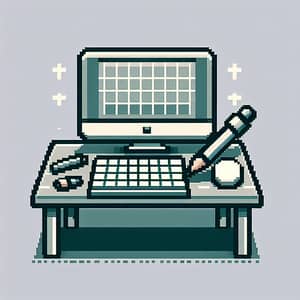 Minimalist Pixel Art of Monochrome Computer | AI Art Generator | Easy ...