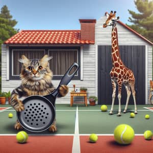 Cat with a Paddle Tennis Racket: A Fun Encounter | AI Art Generator ...