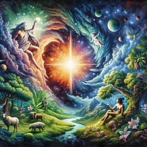 Biblical Creation Scene: Heaven, Earth, Paradise & Divine Light | AI ...