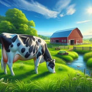 Realistic Cows Grazing in a Green Pasture | AI Art Generator | Easy ...