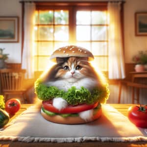 Cat Eating Burger | Adorable Feline Enjoying a Burger | AI Art ...