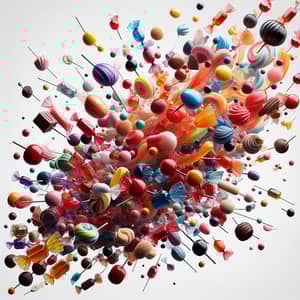 Vibrant Flying Candies in Ultra Realism | AI Art Generator | Easy-Peasy.AI