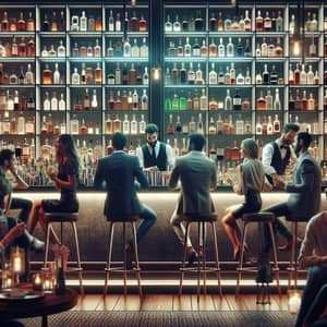 Hyper Realistic Bar Scene Illustration with African American Woman and ...