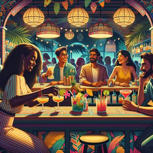 Hyper Realistic Bar Scene Illustration with African American Woman and ...