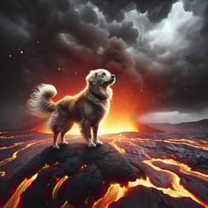 Cocker Spaniel on Volcano Eruption | AI Art Generator | Easy-Peasy.AI