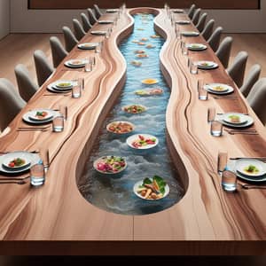 Innovative Dining Setting: Meandering Channel Water Table | AI Art ...