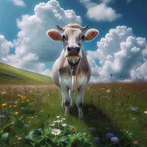 Beautiful Cow Gracing in Open Field | AI Art Generator | Easy-Peasy.AI