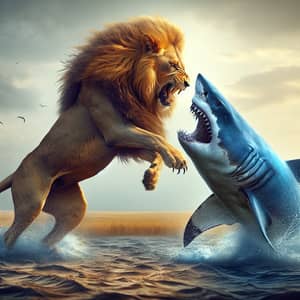 Muscular Lion vs Shark in Epic Boxing Match | AI Art Generator | Easy ...