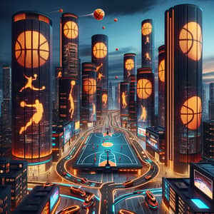 Futuristic Basketball Cityscape Mirage | AI Art Generator | Easy-Peasy.AI