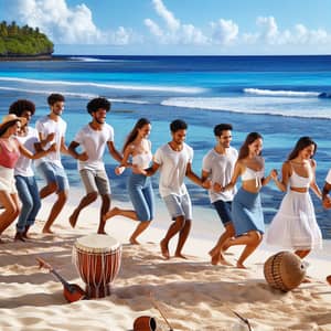Young Reunion Creole Dancers Performing Maloya on the Beach | AI Art ...