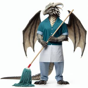 Cute Dragon in Clothes Mopping Illustration | AI Art Generator | Easy ...