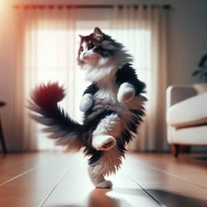 Playful Cat Dancing with a Bird | AI Art Generator | Easy-Peasy.AI