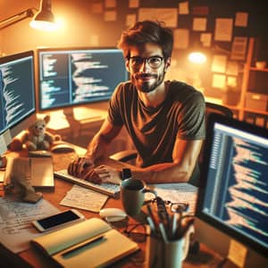 Charming Cartoon IT Specialist in Modern Office | AI Art Generator ...