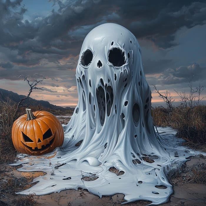 Surreal Halloween Ghost and Jack-O'-Lantern Art | AI Art Generator ...