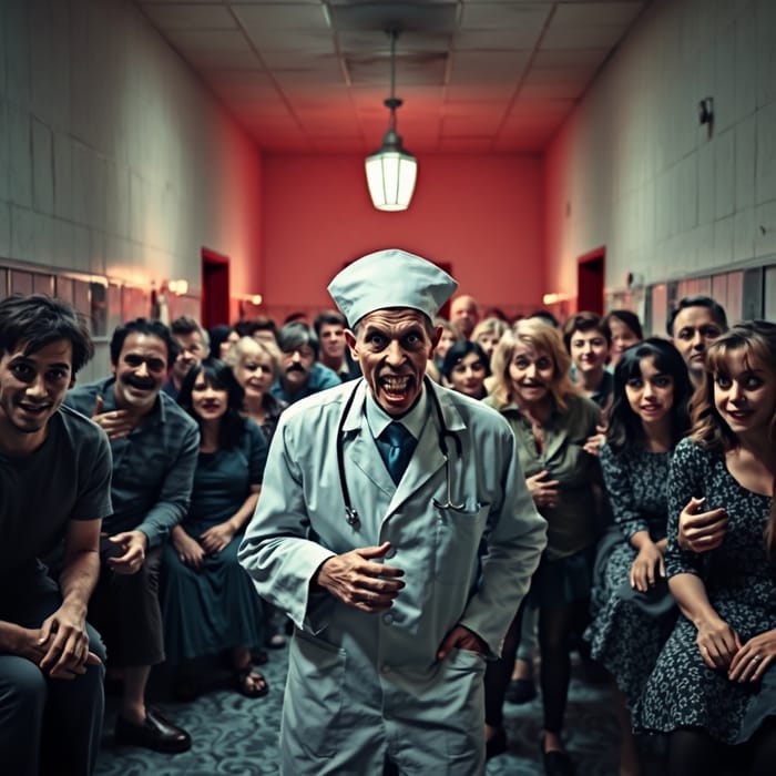 Horror Doctor and Scary Nurse in Asylum Madness | AI Art Generator ...