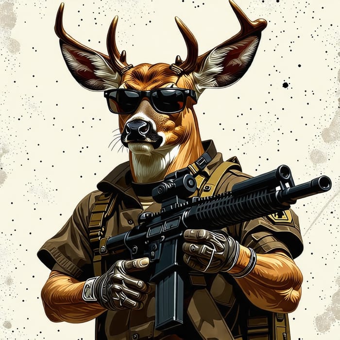 Cool Deer with M4 Weapon – Badass Transformation | AI Art Generator ...