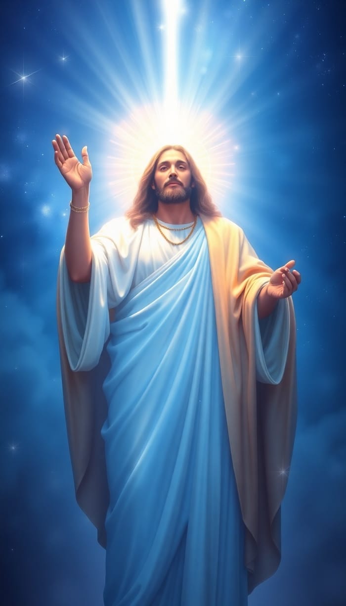 King Jesus in Celestial Aura - Heavenly Light | AI Art Generator | Easy-Peasy.AI