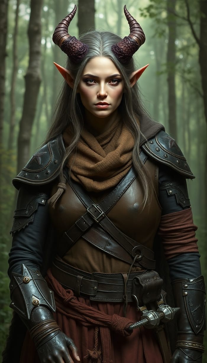 Retired Tiefling Fighter: Peaceful Life in the Woods | AI Art Generator ...