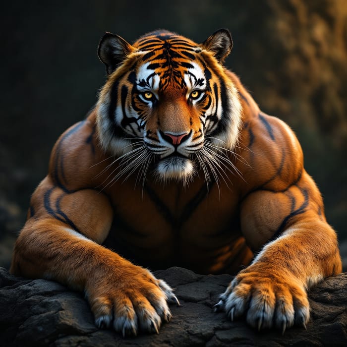 Smart Muscled Tiger - Majestic and Strong | AI Art Generator | Easy ...