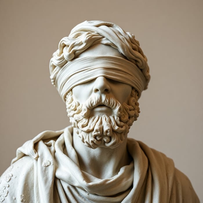 Blindfolded Roman Sculpture Art | AI Art Generator | Easy-Peasy.AI