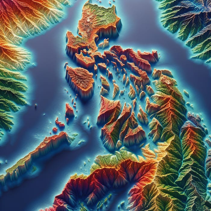 Vibrant 3D Topographical Map of the Philippines | AI Art Generator ...