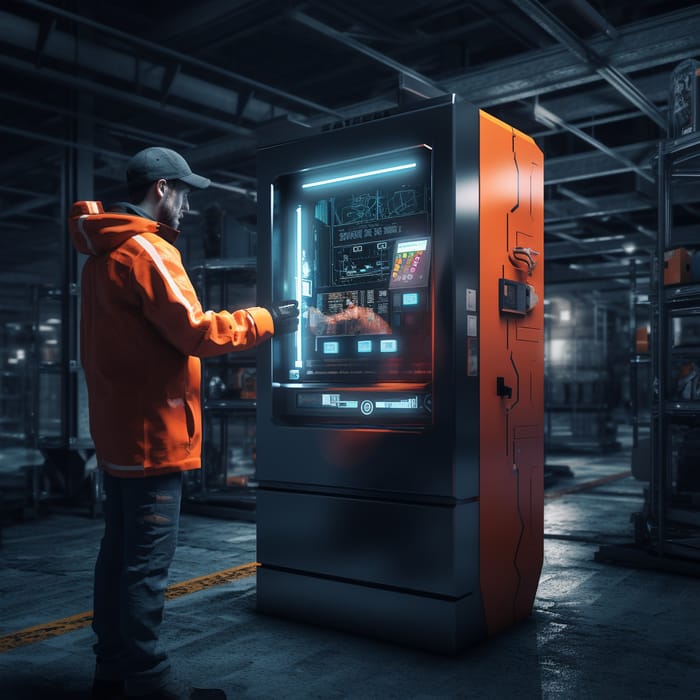 Vending Machine for Work Gloves in Warehouse | AI Art Generator | Easy ...
