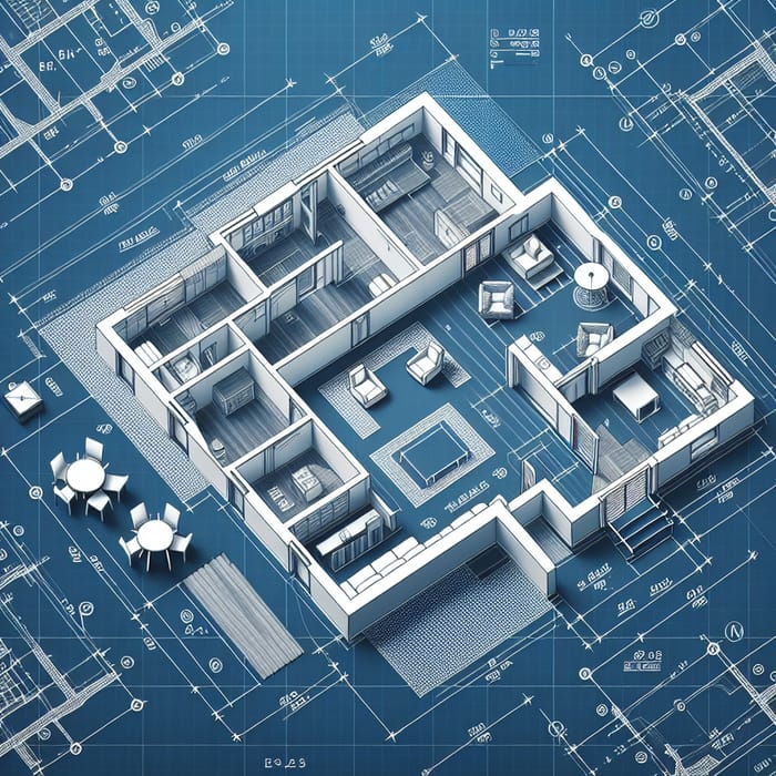 Modern House Blueprint Design Overview | AI Art Generator | Easy-Peasy.AI