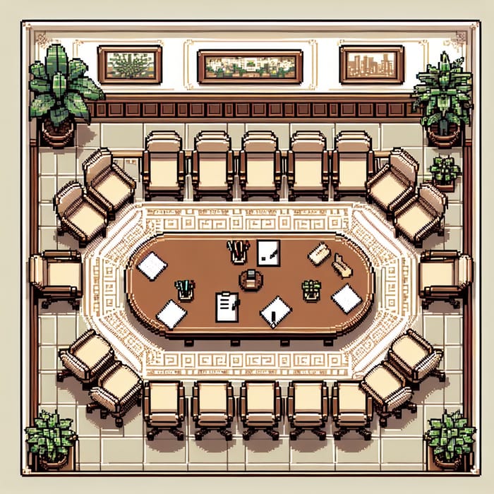 Top View Pixel Art Conference Room Design | AI Art Generator | Easy ...