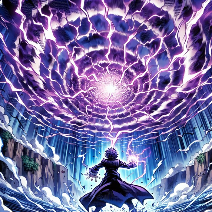 Epic Domain Battle: Gojo's Hollow Purple Attack | AI Art Generator ...