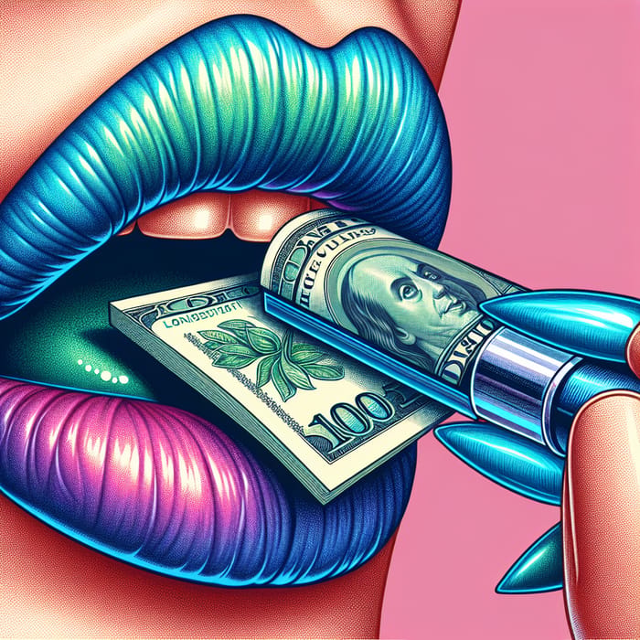 Vibrant Lips with Money Illustration | AI Art Generator | Easy-Peasy.AI