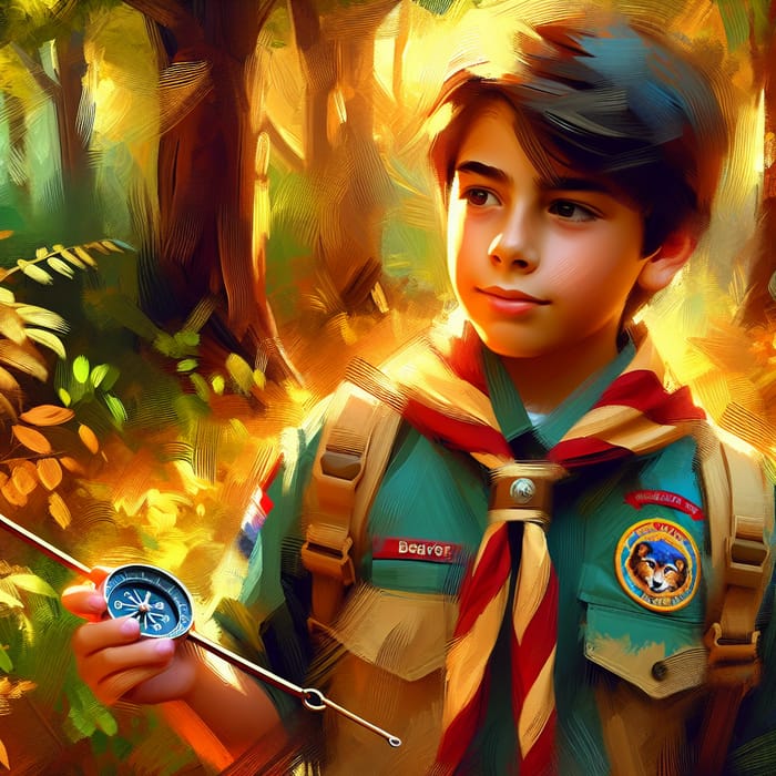 Adventure Awaits: Young Beaver Scout in Nature | AI Art Generator | Easy-Peasy.AI