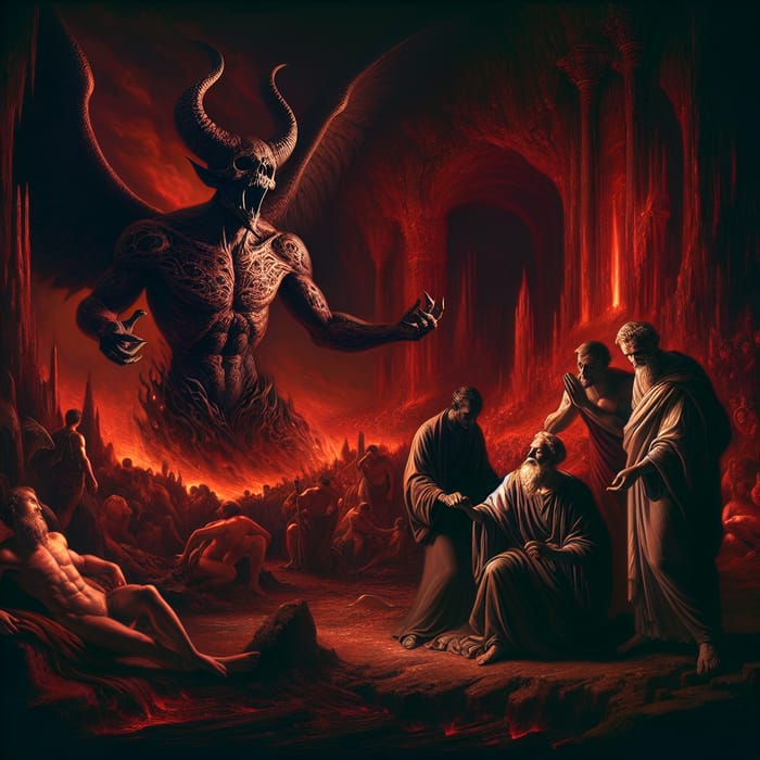 Lucifer Punishes Judas, Cassius, and Brutus in Hell | AI Art Generator ...