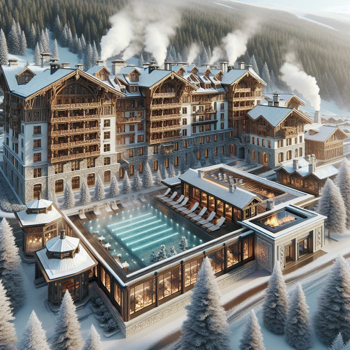 Grand Chalet Hotel with Spa & Pool | Ski Resort Escapade | AI Art Generator | Easy-Peasy.AI