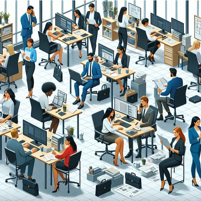 Office with 10 Employees: A Detailed Workplace Photo | AI Art Generator ...