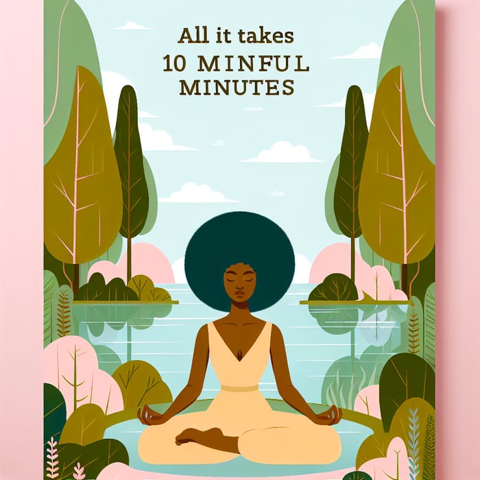 All It Takes is 10 Mindful Minutes - Serene Meditation Poster | AI Art ...