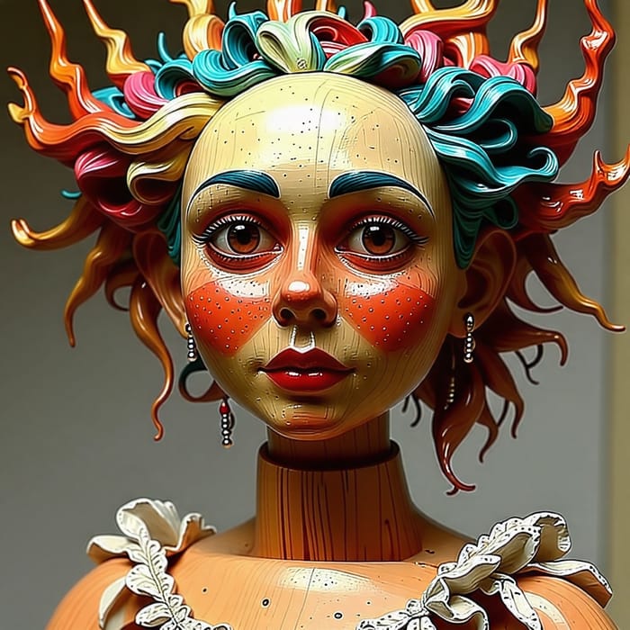 Whimsical Wooden Puppet in Vibrant Colors - Fantasy Art | AI Art ...