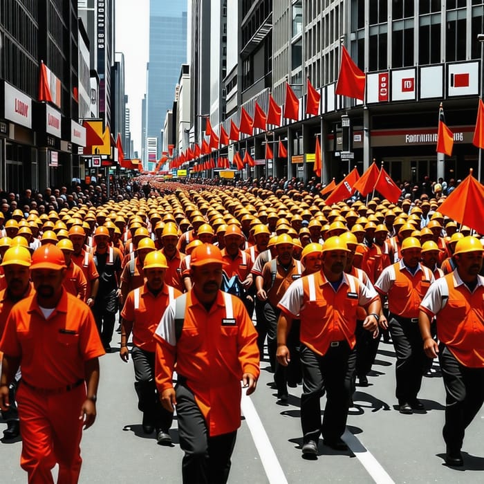 Energetic Parade of Workers in City Streets | Documentary Photography ...